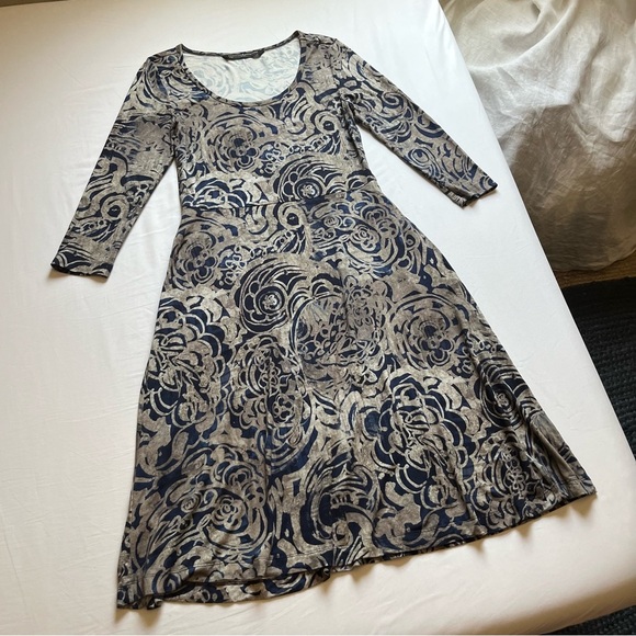 Peruvian Connection | Dresses | Peruvian Connection Tan Blue Paisley ...